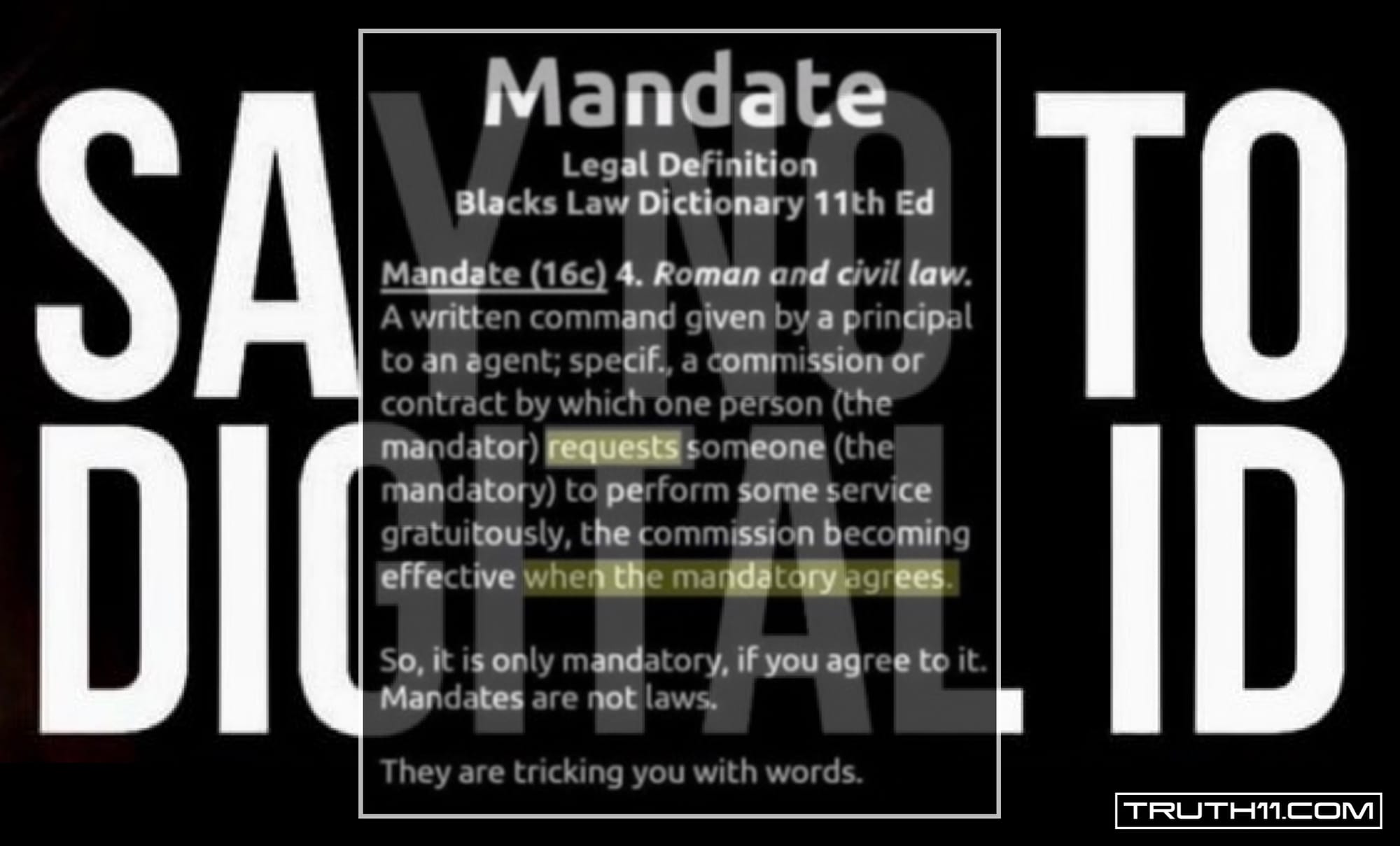 Mandatory Requires Your Consent | Do Not Give It | Say NO To Digital ID