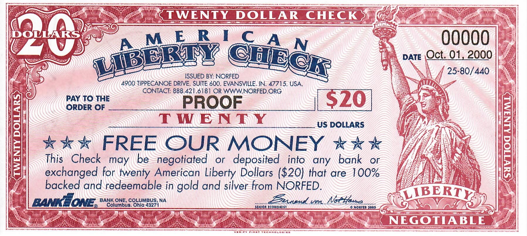 NORFED Special Certificates and American Liberty Checks